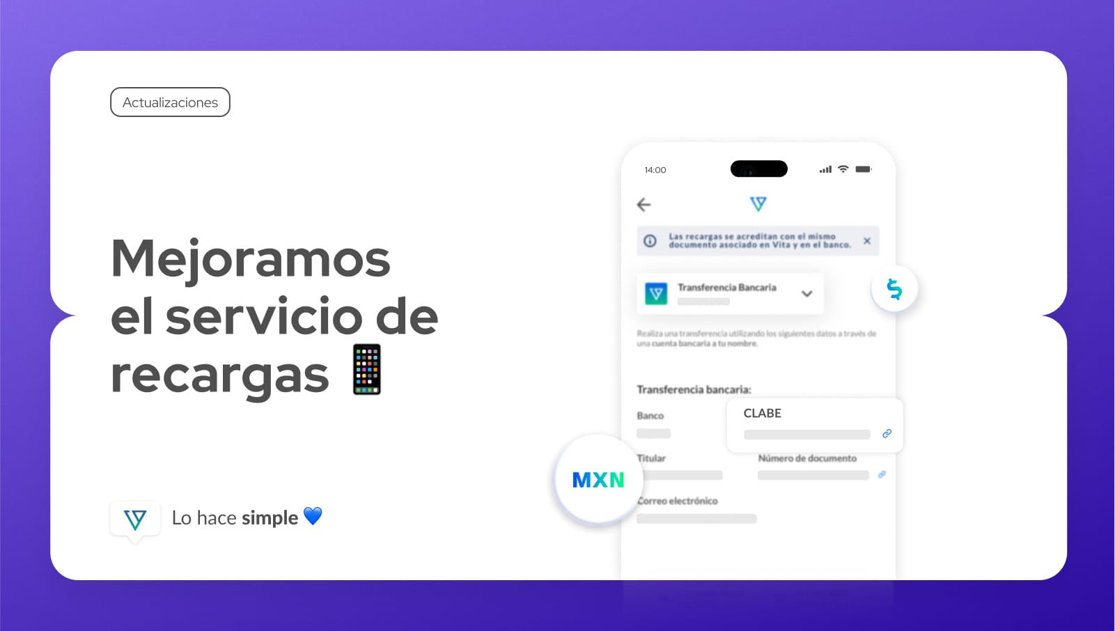 Nueva cuenta CLABE para recargas en México: ¡Rápido y fácil! - Vita Wallet