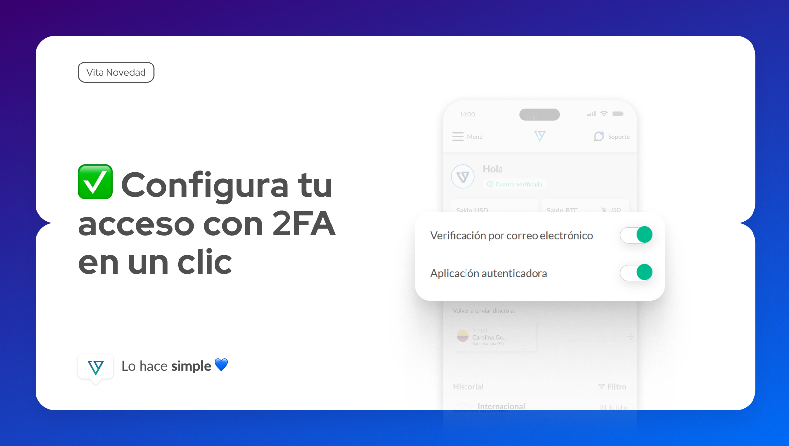 Doble Factor de Autenticación: Protege tu Vita Wallet - Vita Wallet